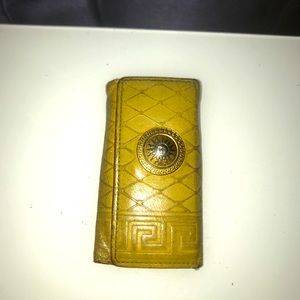 Versace | Bags | Versace Yellow And Gold Keyholder Trifold Wallet ...
